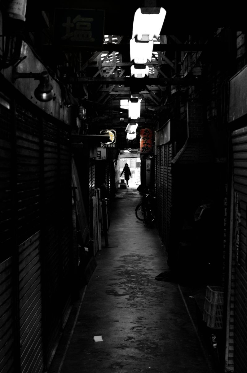 Woman walking the shutter street | GANREF