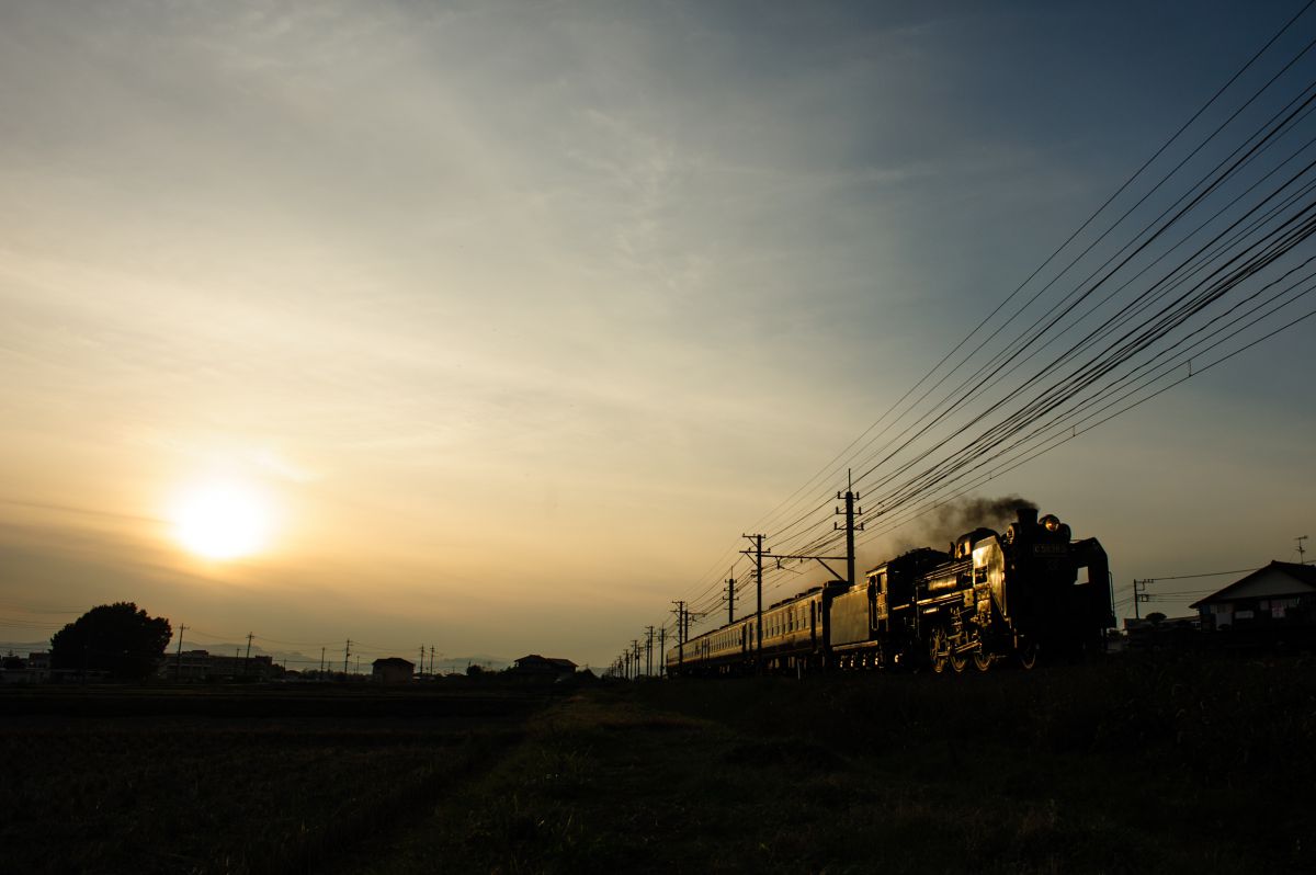 Sunset of steam locomotive | GANREF